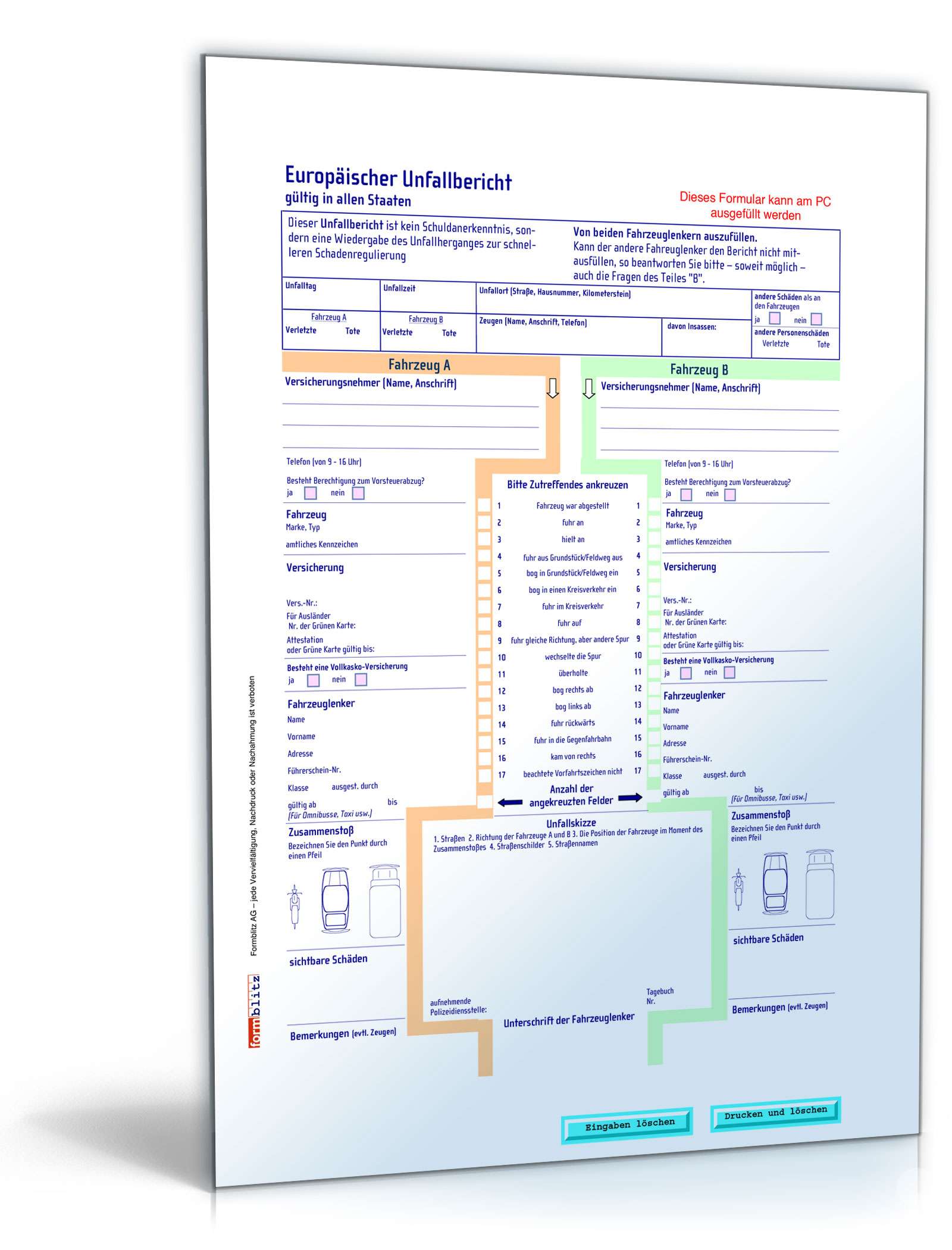 Europäischer Unfallbericht - Formular zum Download